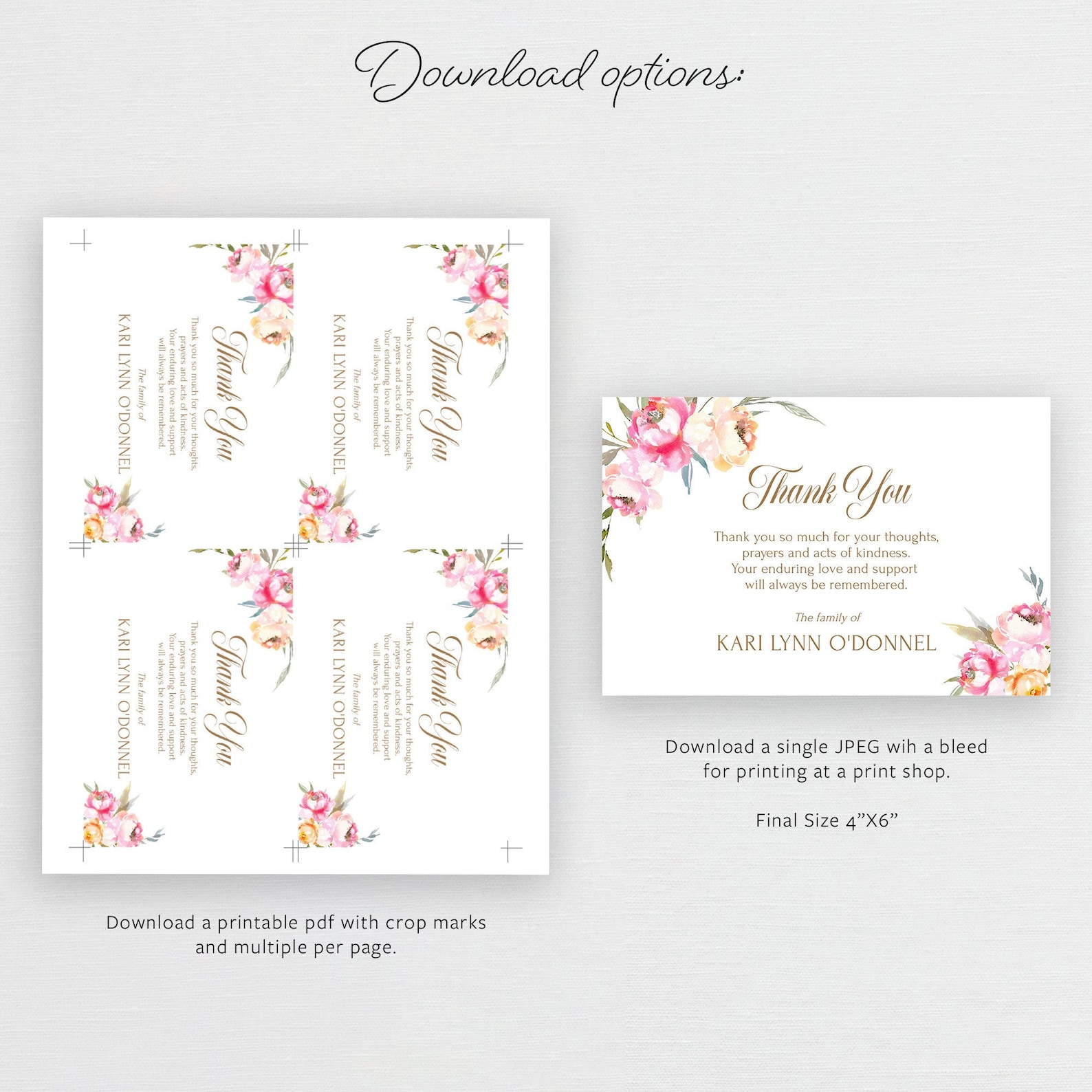 Funeral Bundle Pink Peony, INSTANT DOWNLOAD, Celebration of Life Woman ...