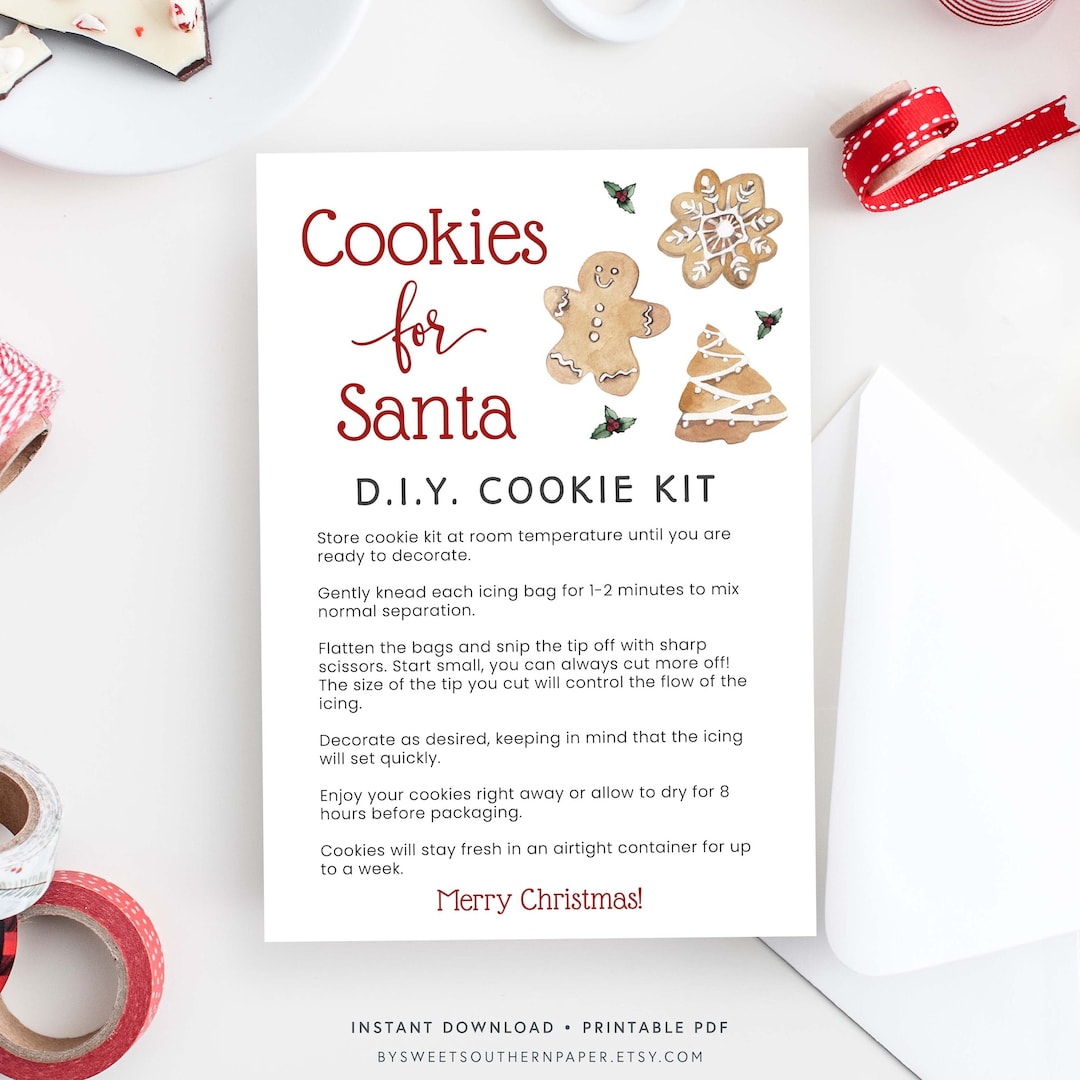 Printable Cookies for Santa DIY Cookie Kit Instructions, Decorate Your ...