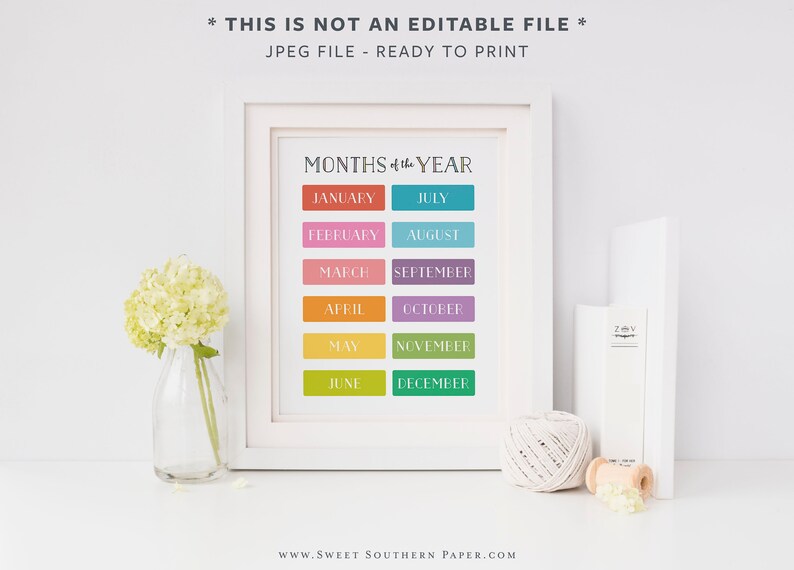 Months of the Year Poster Educational Homeschool Poster - Etsy