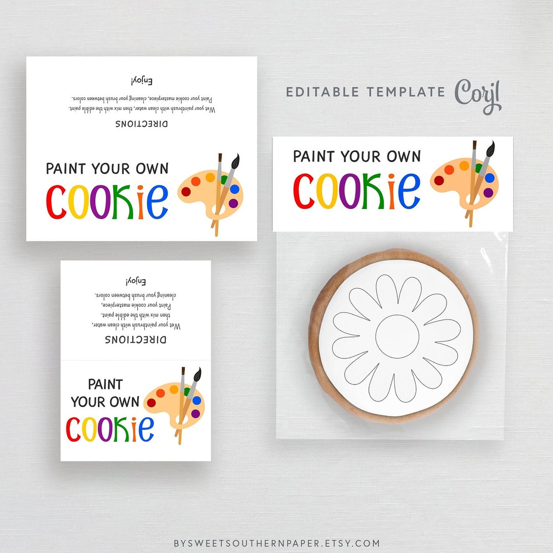 Editable Paint Your Own Cookie Bag Topper Template, Simple PYO Cookie ...
