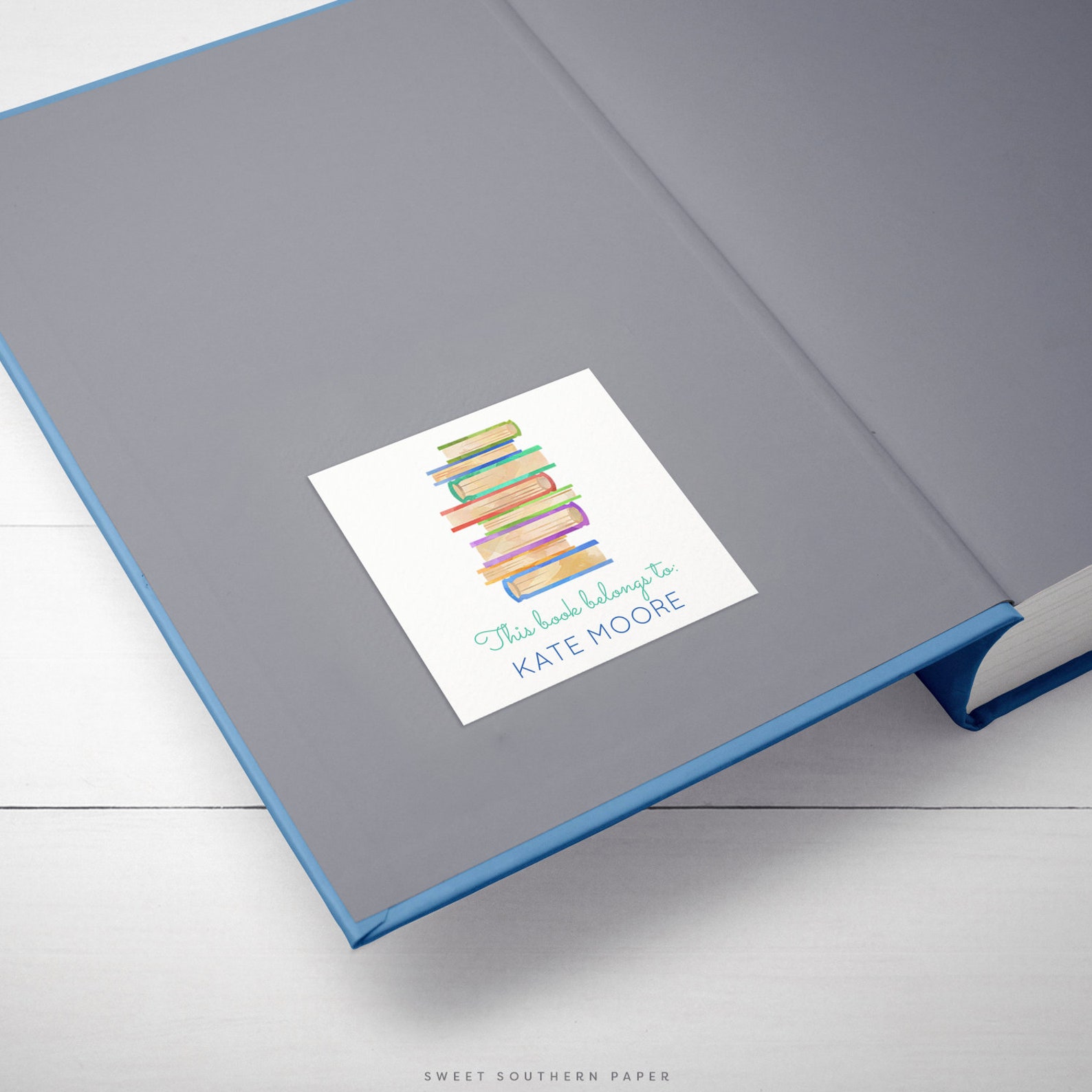 Printable Bookplate Sticker Watercolor Books Sticker | Etsy