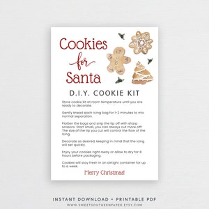 Printable Cookies for Santa DIY Cookie Kit Instructions, Decorate Your ...