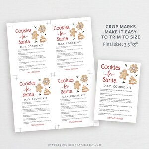 Editable Cookies for Santa DIY Cookie Kit Instructions Template, Santa ...