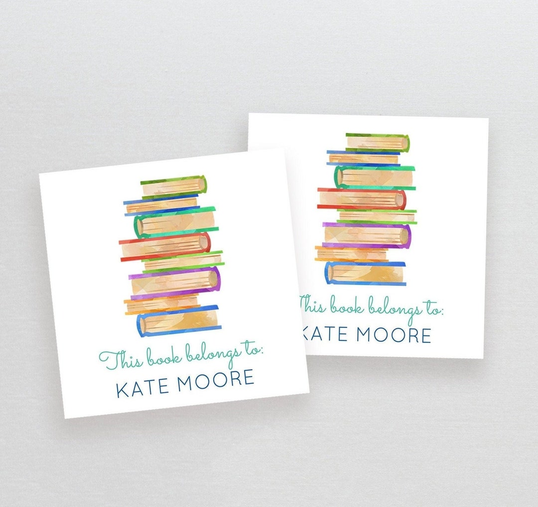 Printable Bookplate Sticker | Watercolor Books Sticker | Printable ...