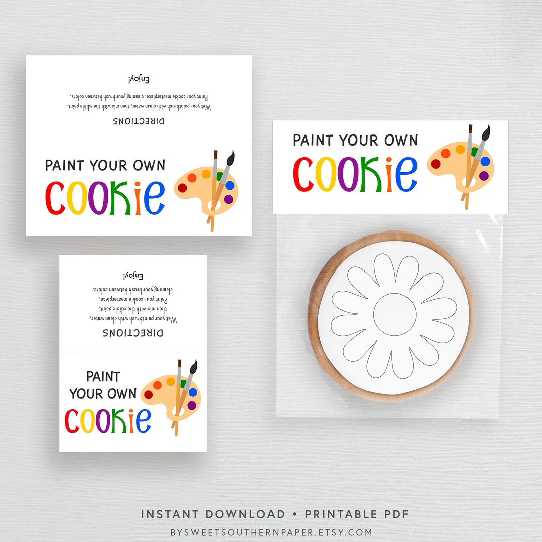 Printable Paint Your Own Cookie Bag Topper, PYO Cookie Bag Topper ...