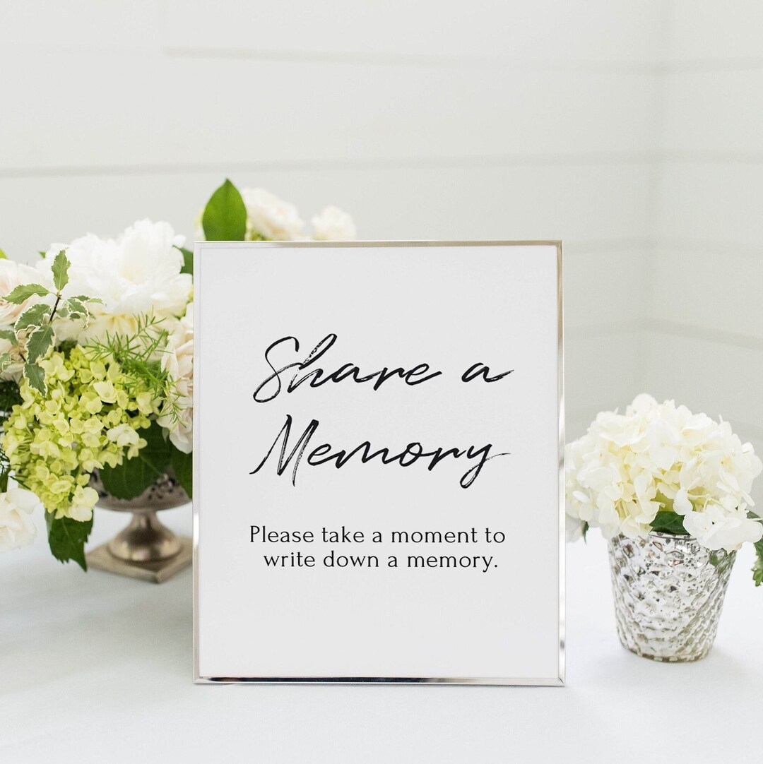 Printable Share a Memory Funeral Sign Template | Printable Memory Card ...