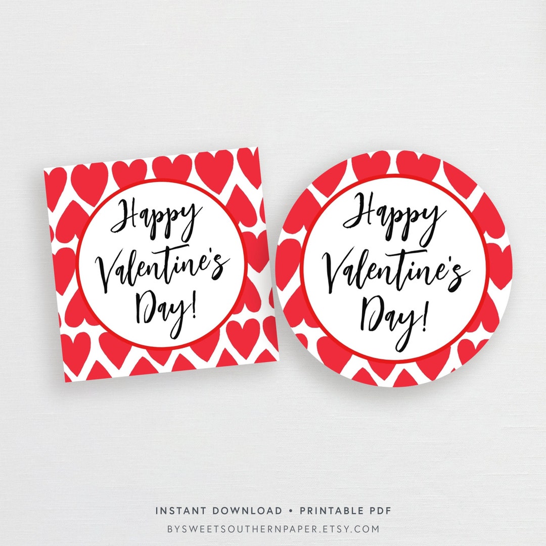 Printable Valentine's Day Tag or Sticker, Happy Valentine's Day Cookie ...