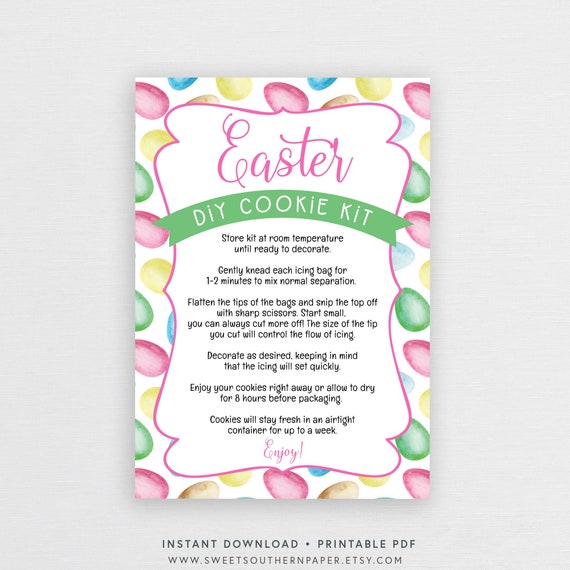 Printable Easter DIY Cookie Kit Instructions Egg Cookie | Etsy