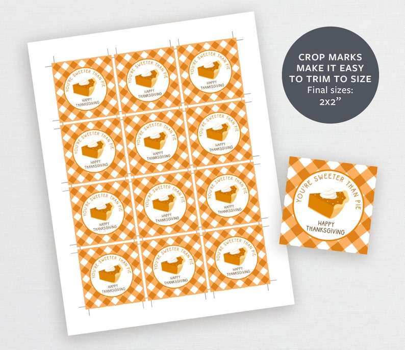Printable Pie Cookie Tag or Sticker| Happy Thanksgiving Favor Tag ...