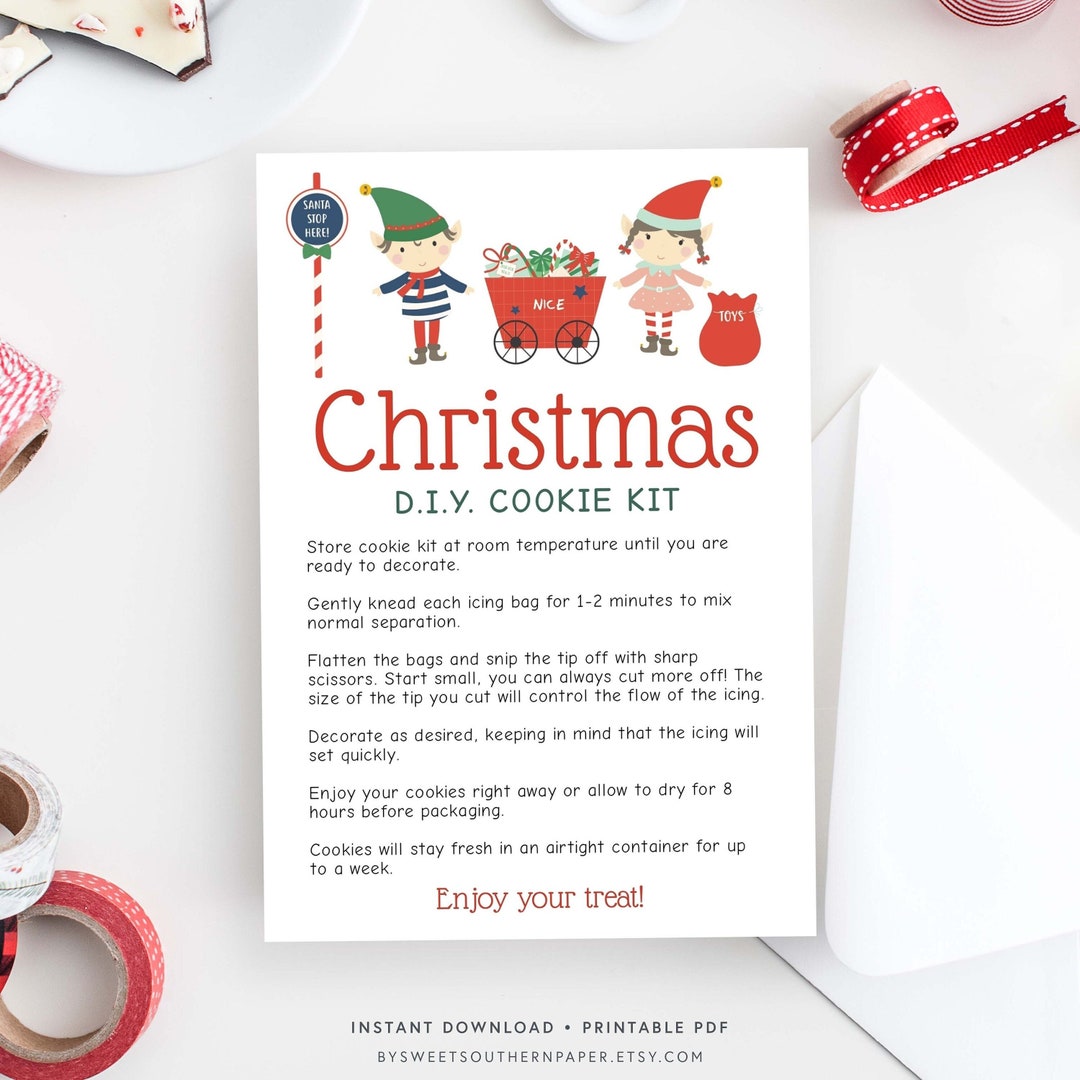 Printable Christmas DIY Cookie Kit Instructions | Elf Cookie ...