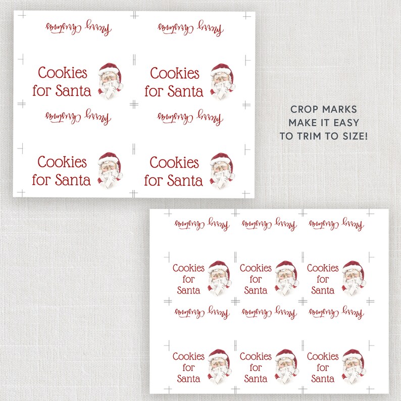 Printable Cookies for Santa Bag Topper, Christmas Cookie Bag Topper ...