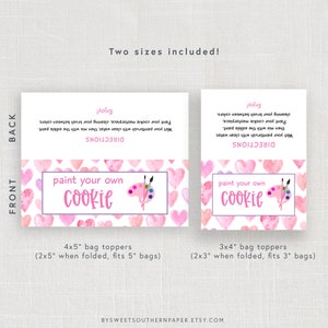 Editable Valentines Paint Your Own Cookie Bag Topper Template, Editable ...