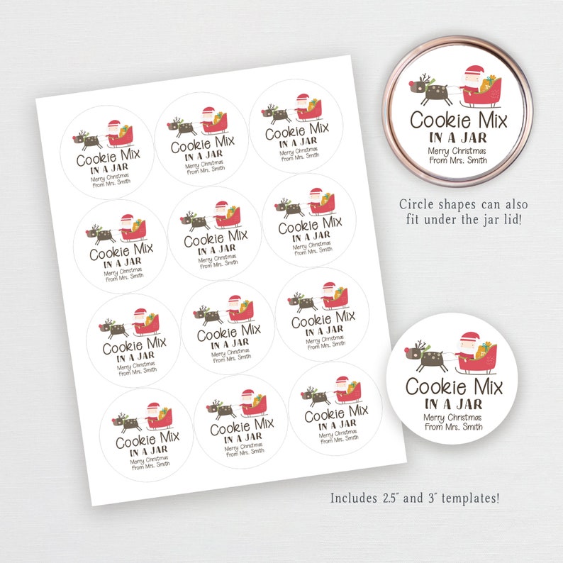 Editable Holiday Cookie in a Jar Instructions Label, Christmas Baking ...