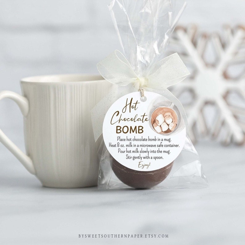 Editable Hot Chocolate Bomb Tag or Sticker, Valentines Day, Holiday Hot ...