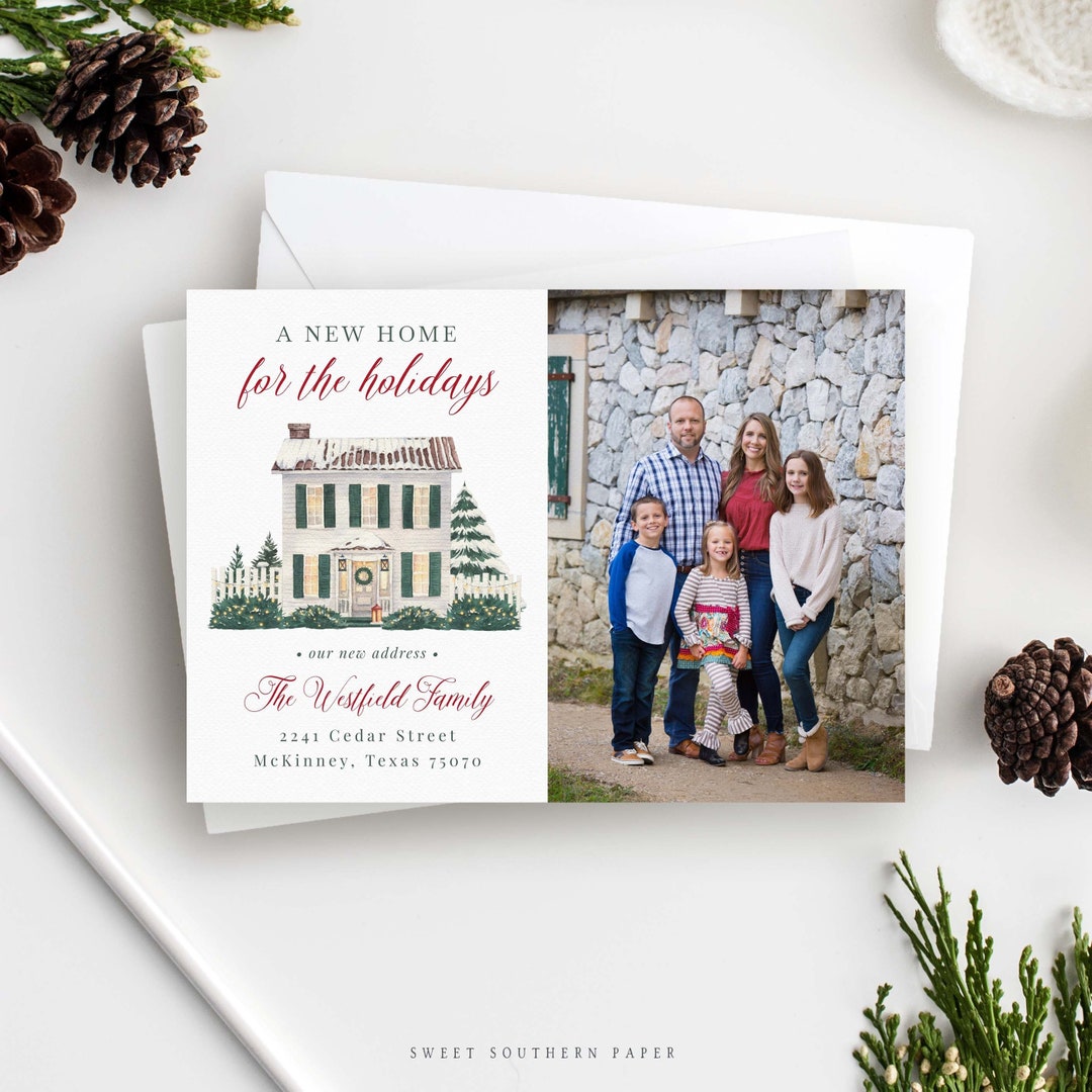 House New Address Christmas Photo Card | Editable Template | Moving ...