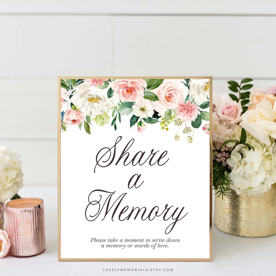Share a Memory Funeral Sign Template | Printable Memory Card | Memorial ...