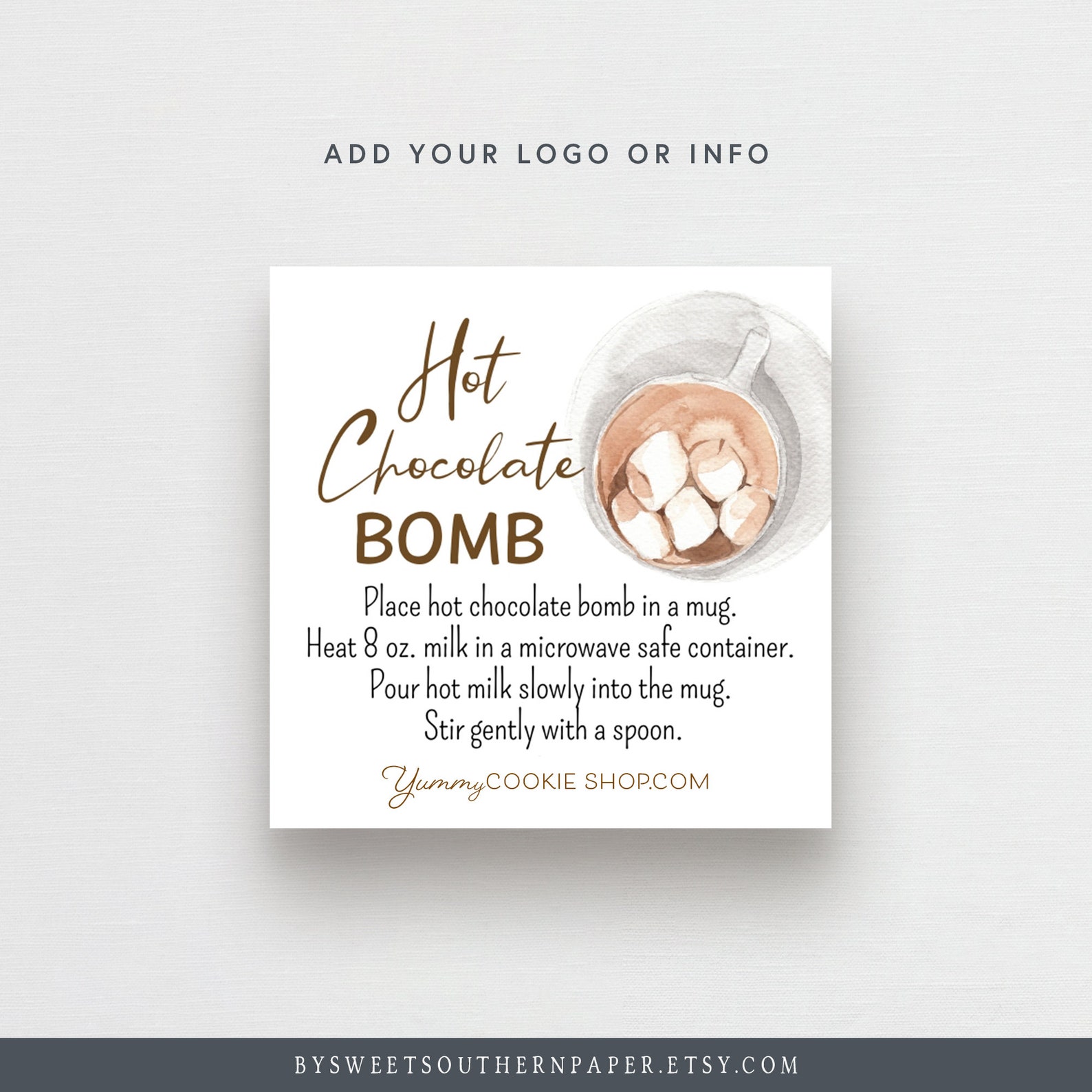 Editable Hot Chocolate Bomb Tag or Sticker, Valentines Day, Holiday Hot ...