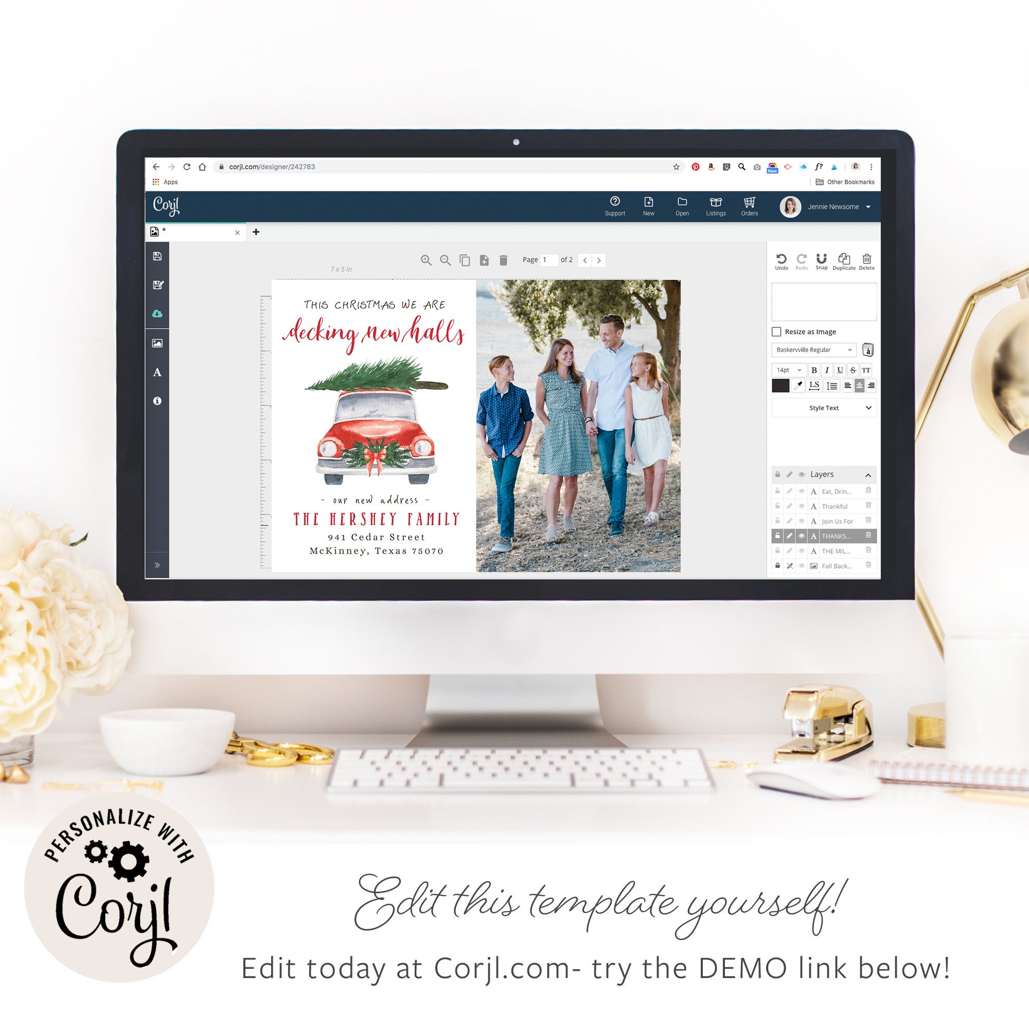 Printable New Address Christmas Photo Card Editable Template | Etsy