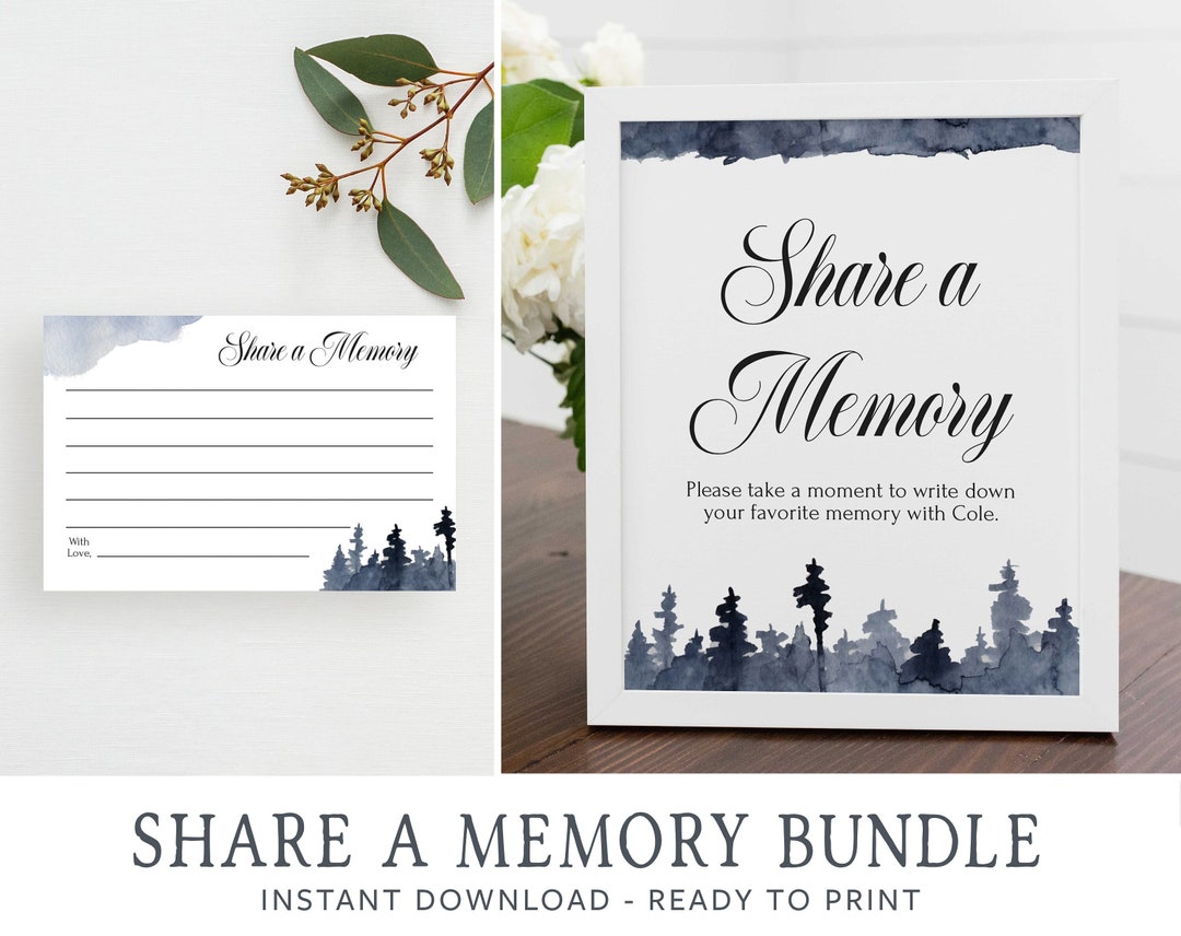 Share a Memory Funeral Sign and Card | Editable Template | Printable ...