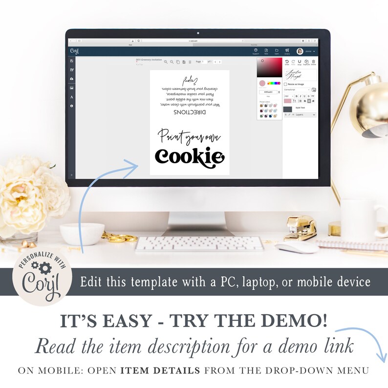 Editable Paint Your Own Cookie Bag Topper Template Black and - Etsy