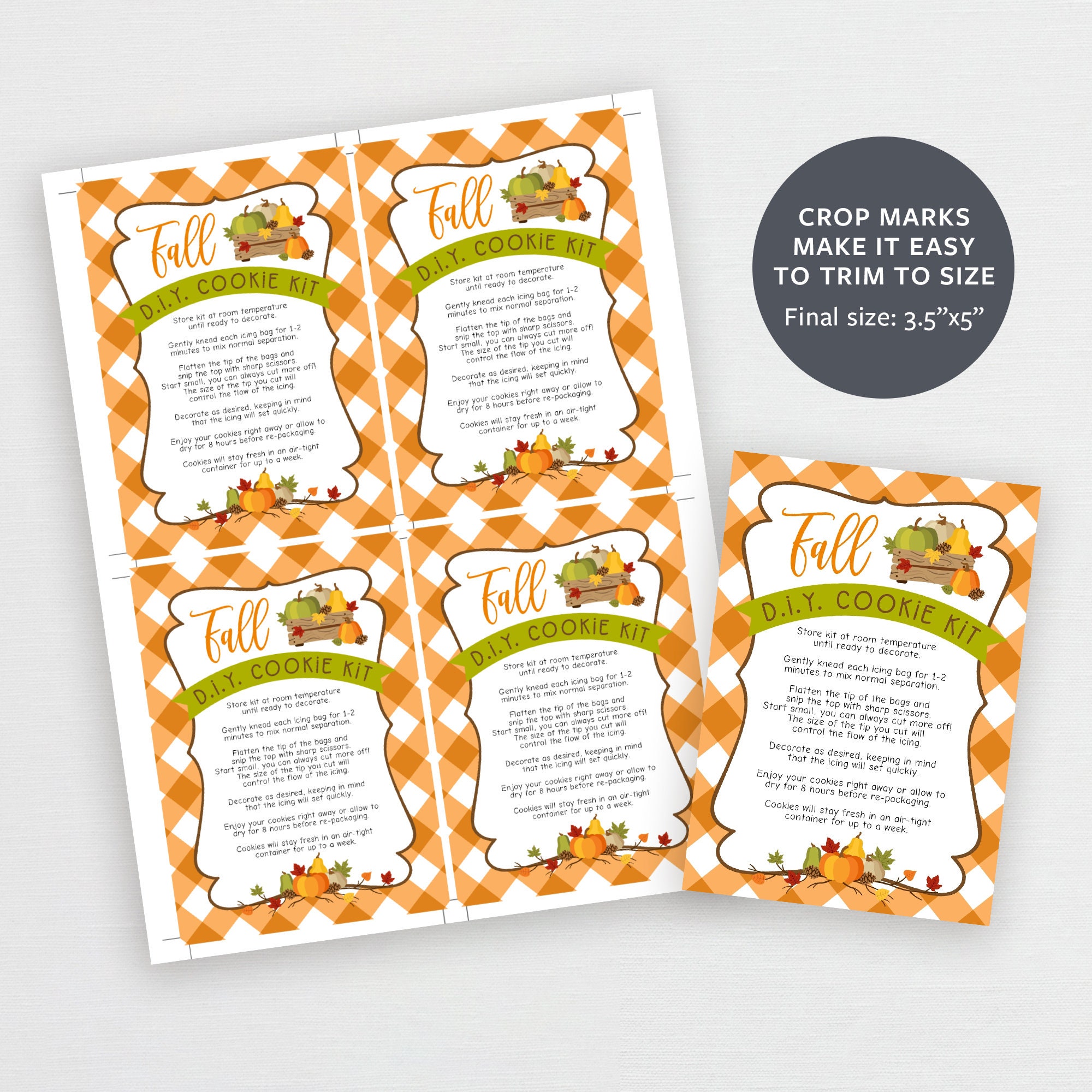 Editable DIY Fall Cookie Kit Printable Cookie Instructions - Etsy