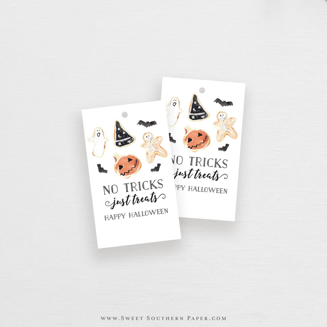 Halloween Party Favor Tag| No Tricks, Just Treats Printable Tag ...