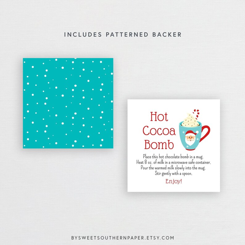 Printable Hot Cocoa Bomb Tag or Sticker Christmas Hot - Etsy