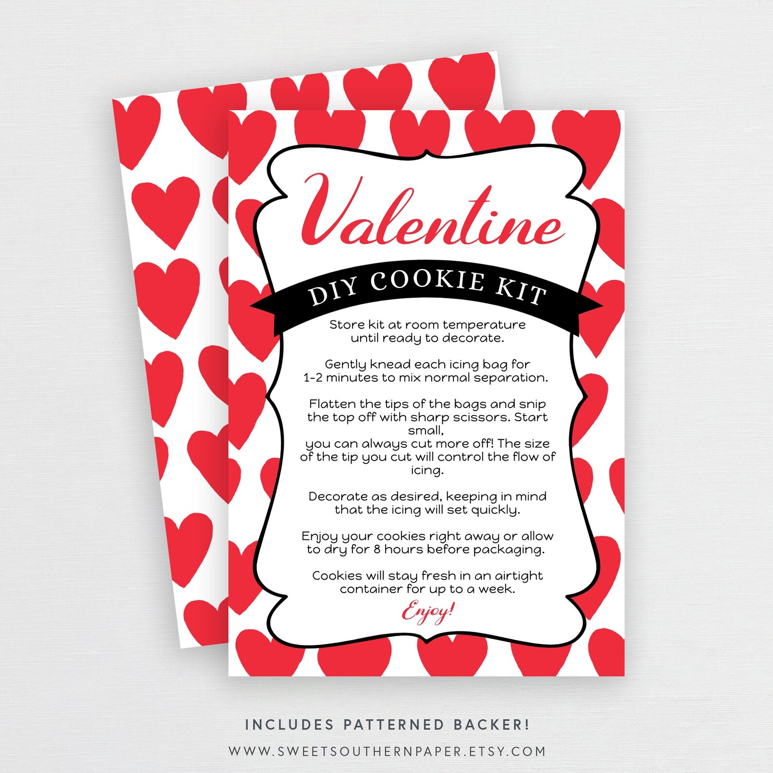 Editable Valentines Day Hearts DIY Cookie Kit Instructions - Etsy