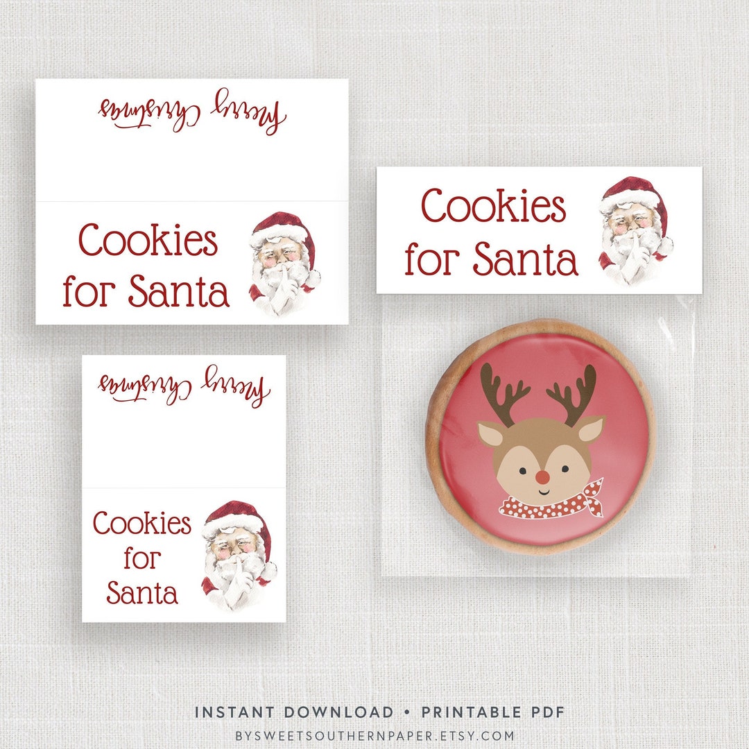 Printable Cookies for Santa Bag Topper, Christmas Cookie Bag Topper ...