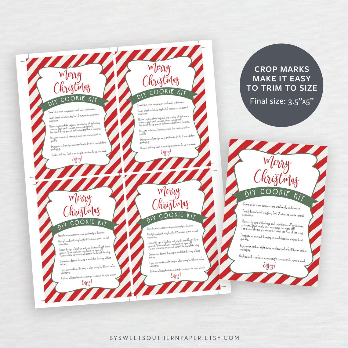 Editable Christmas DIY Cookie Kit Instructions Template Candy | Etsy