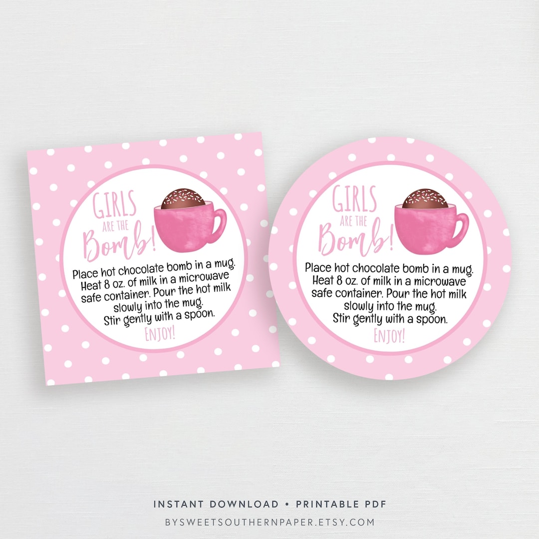 Printable Girl Baby Shower Hot Cocoa Bomb Tag or Sticker, Girls Are the ...