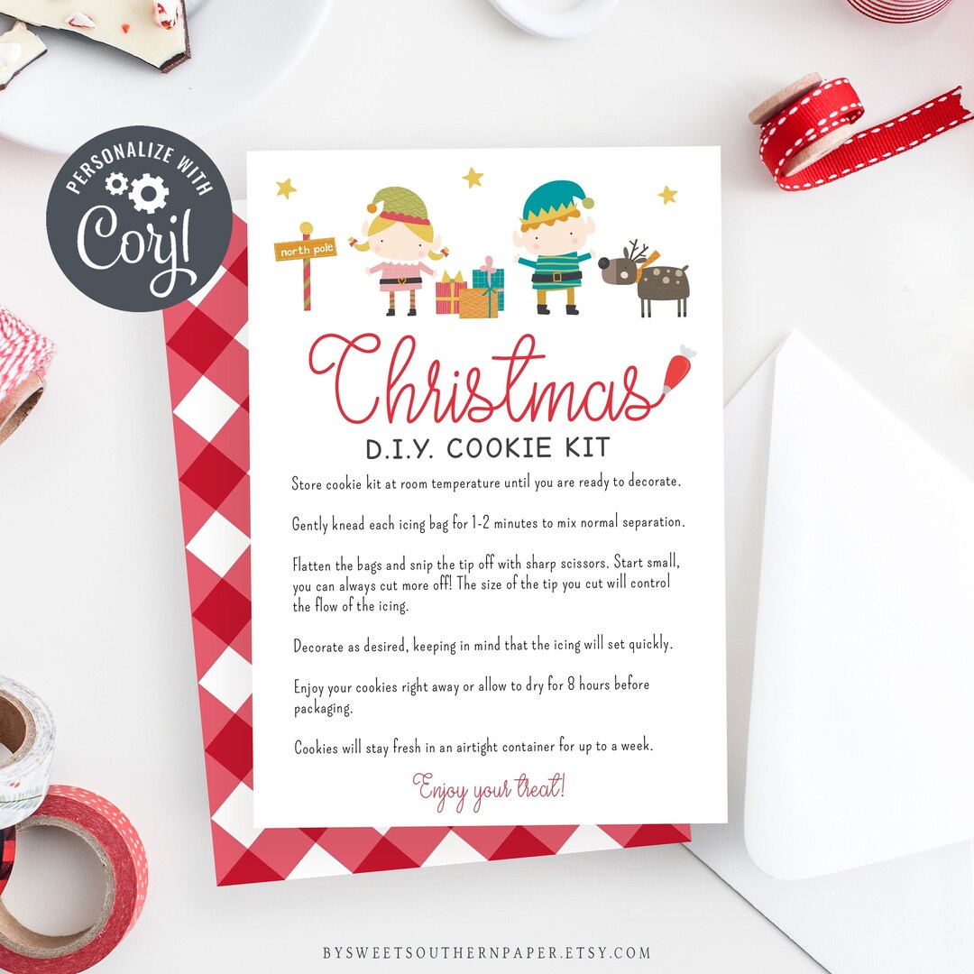 Editable Christmas DIY Cookie Kit Instructions | Elf Cookie ...