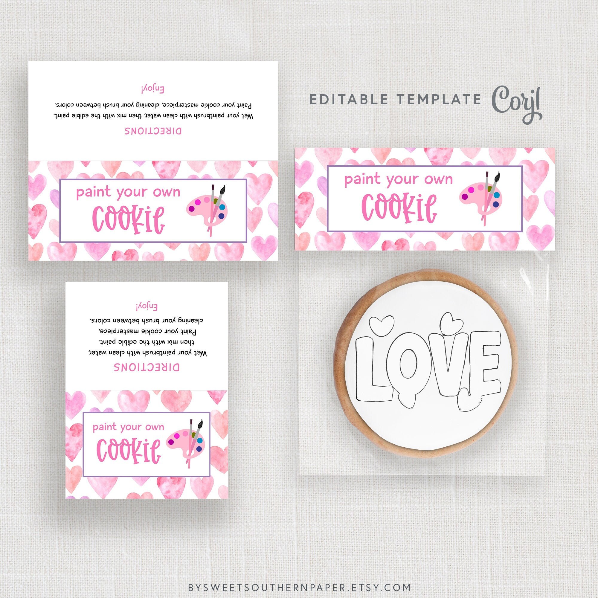 Printable Paint Your Own Cookie Bag Topper Template Simple PYO Cookie ...