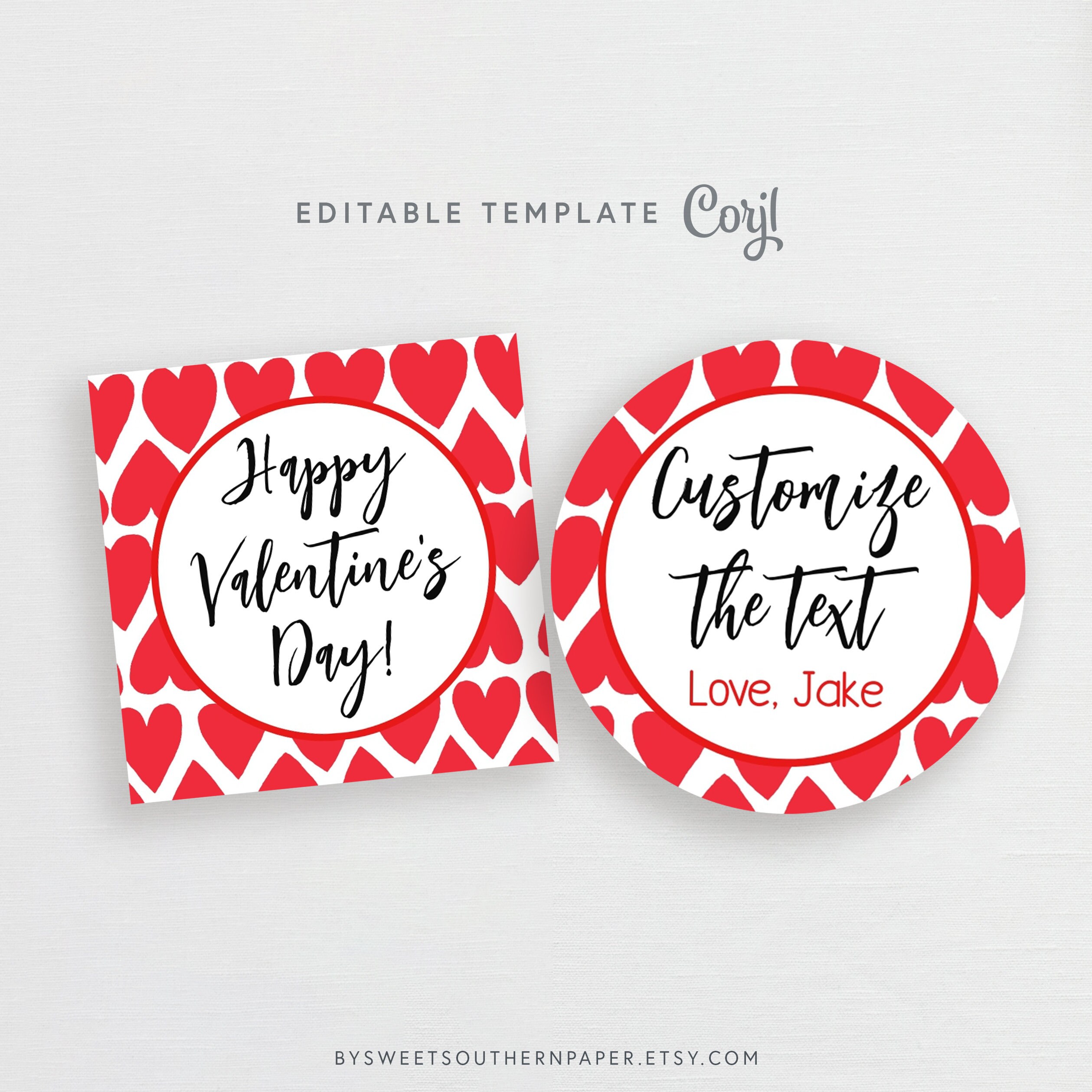 Editable Valentine's Tag Editable Valentines Cookie Tag - Etsy UK
