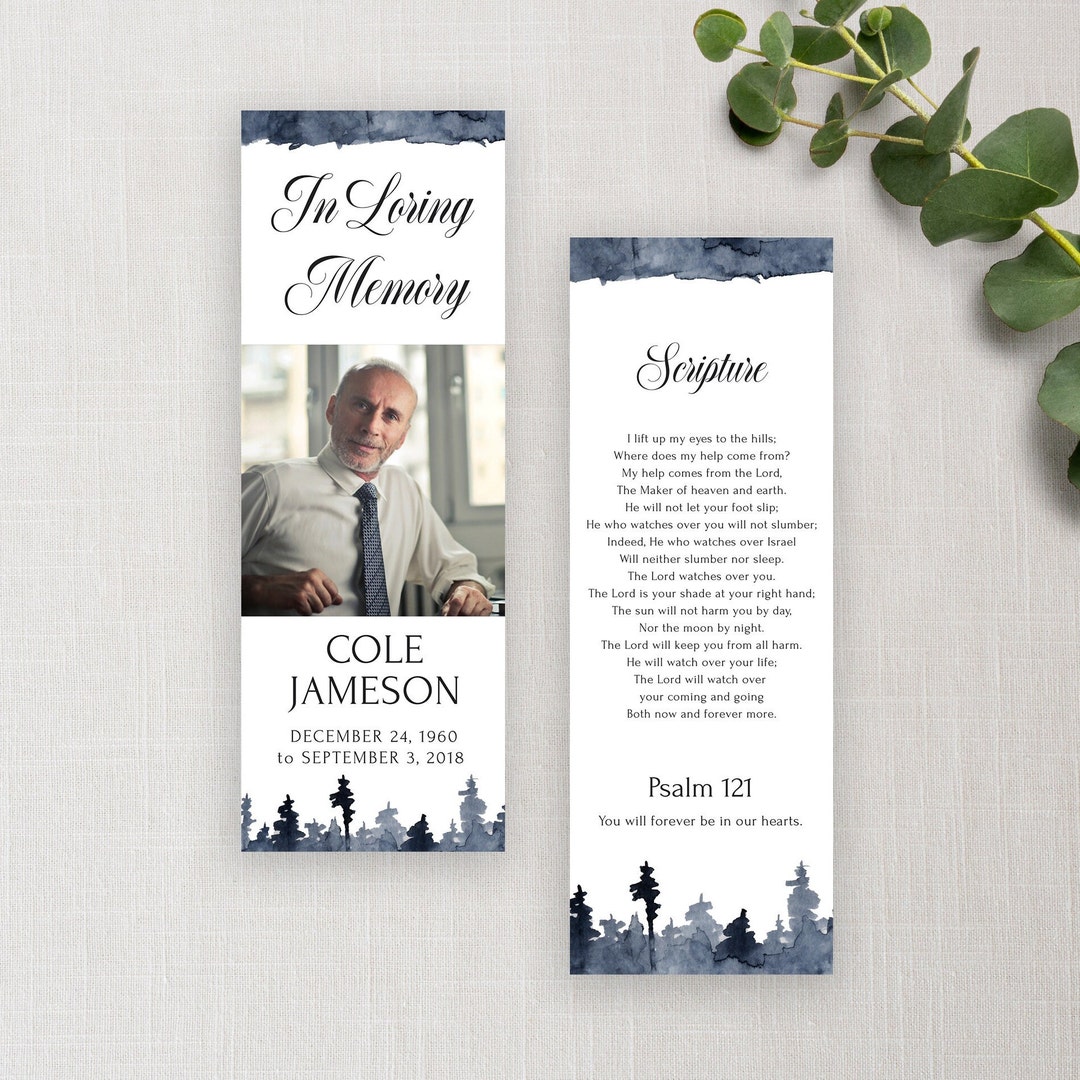 Printable Funeral Bookmark | Editable INSTANT DOWNLOAD Memory Card ...