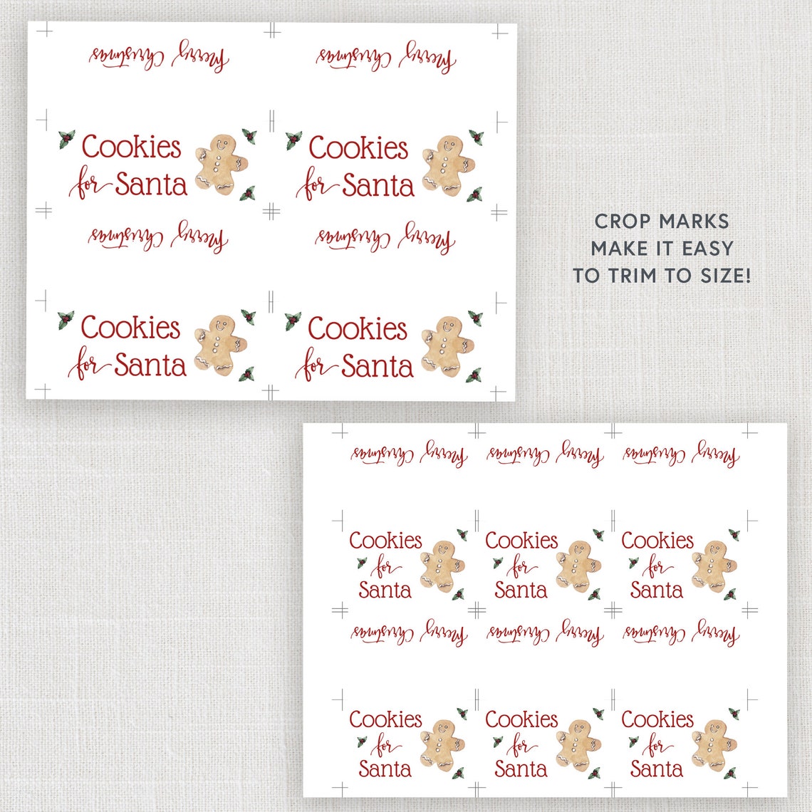 Printable Cookies for Santa Bag Topper, Christmas Cookie Bag Topper ...