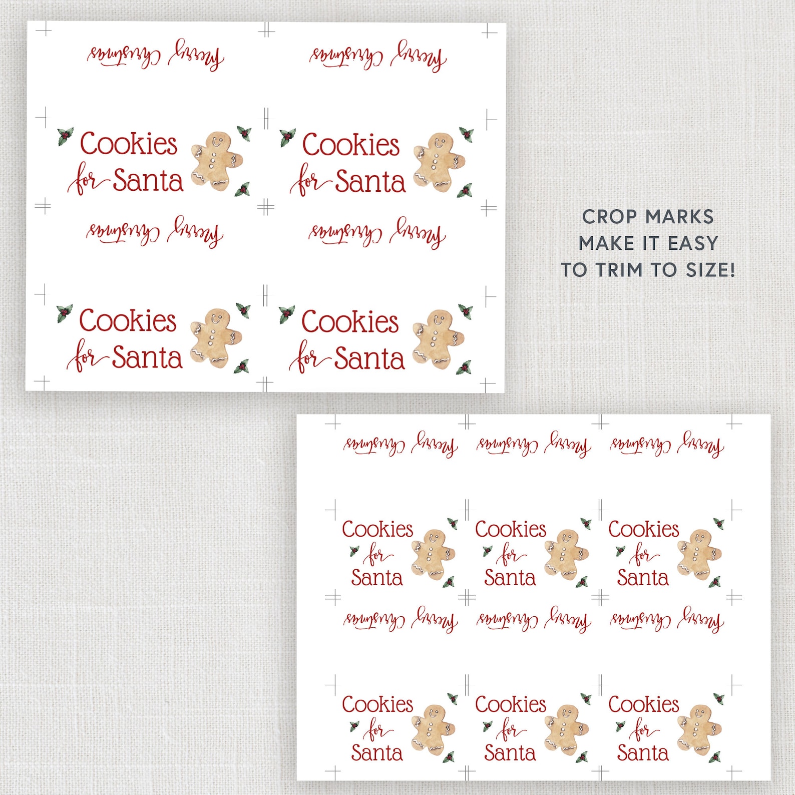 Printable Cookies for Santa Bag Topper Christmas Cookie Bag - Etsy