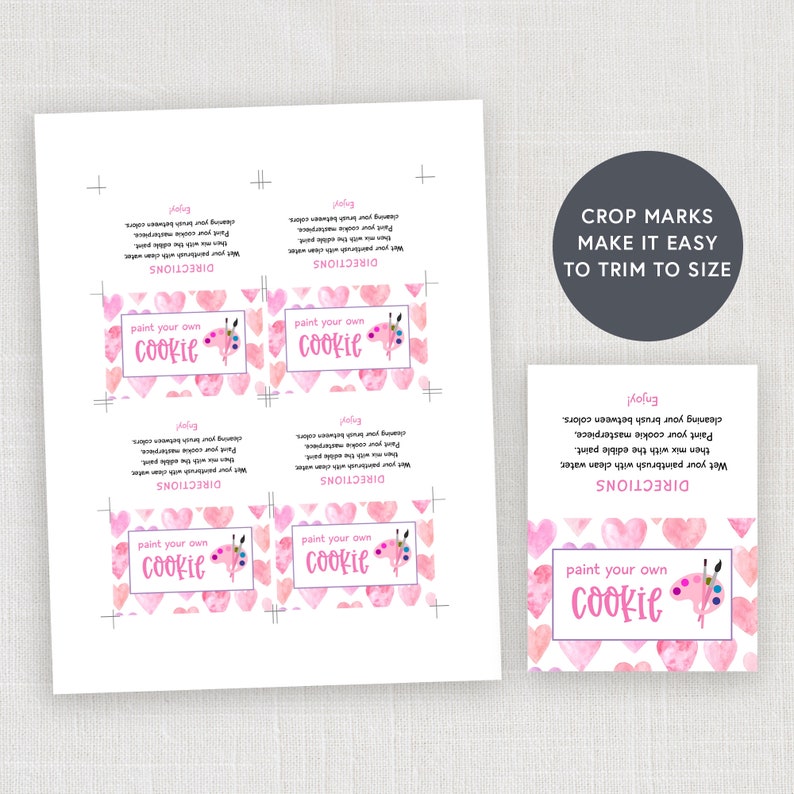 Editable Valentines Paint Your Own Cookie Bag Topper Template - Etsy