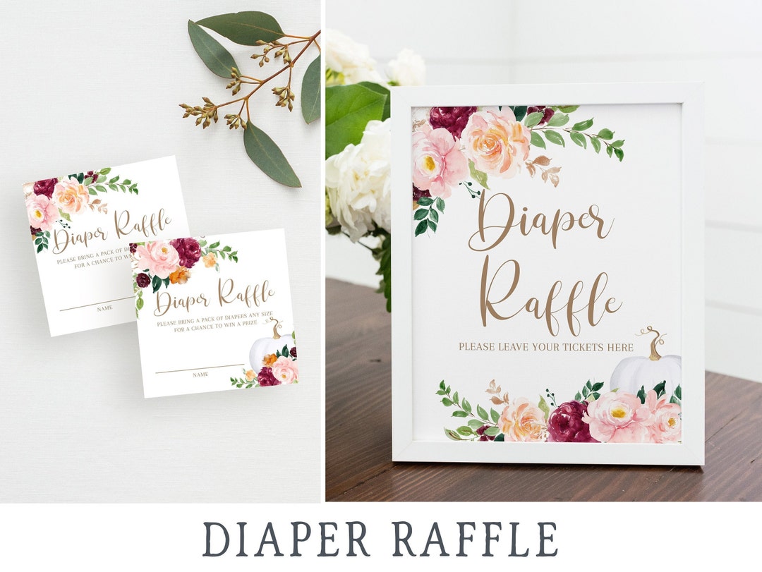 Fall Diaper Raffle Tickets and Sign | Editable Template | Printable ...