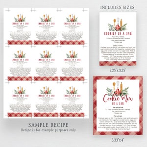 Editable Holiday Cookie in a Jar Instructions Tag & Sticker, Christmas ...