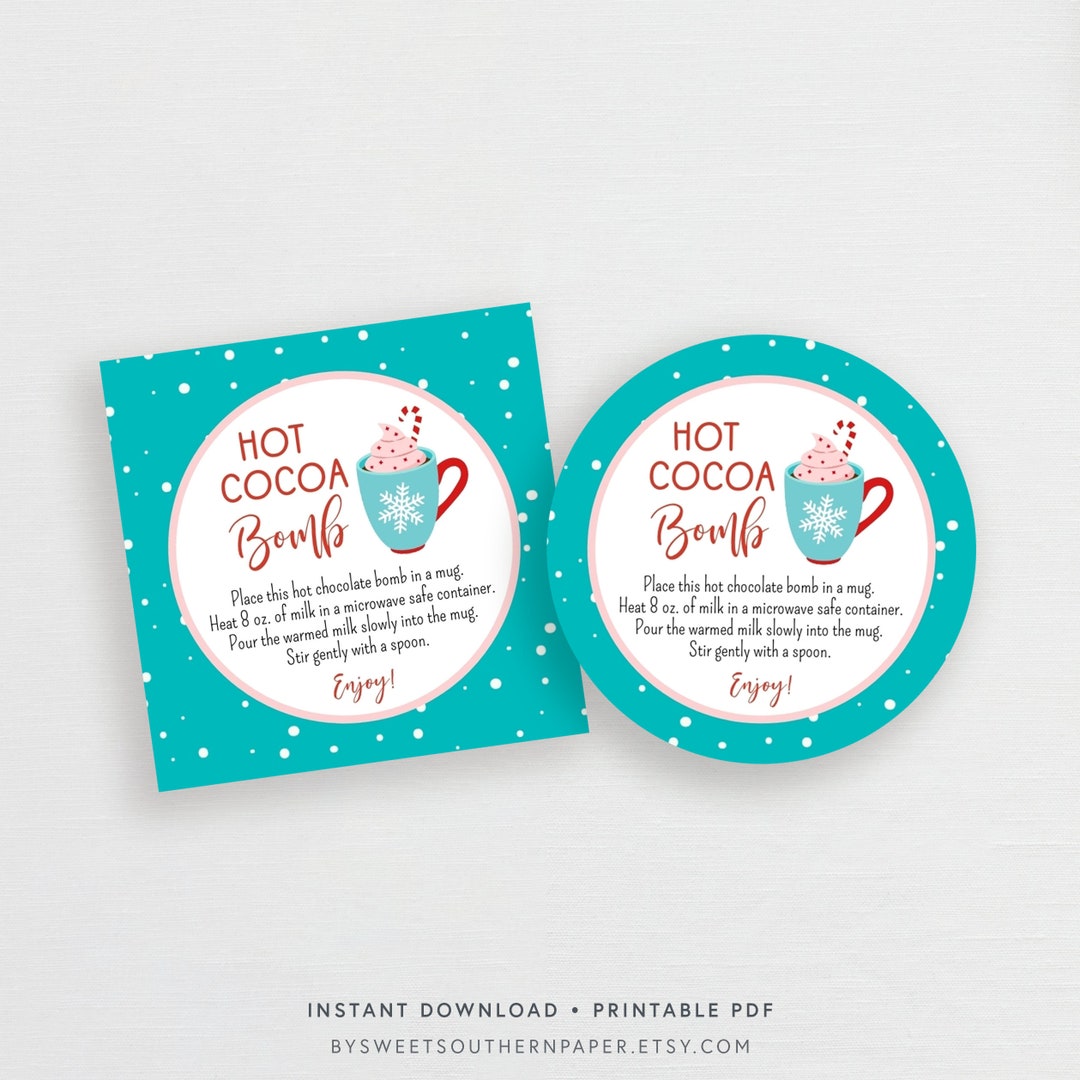 Printable Hot Cocoa Bomb Tag or Sticker, Christmas Hot Chocolate Bomb ...