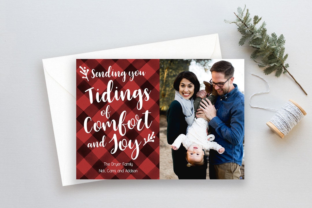 Buffalo Check Christmas Photo Card Instant Download | Plaid Holiday ...