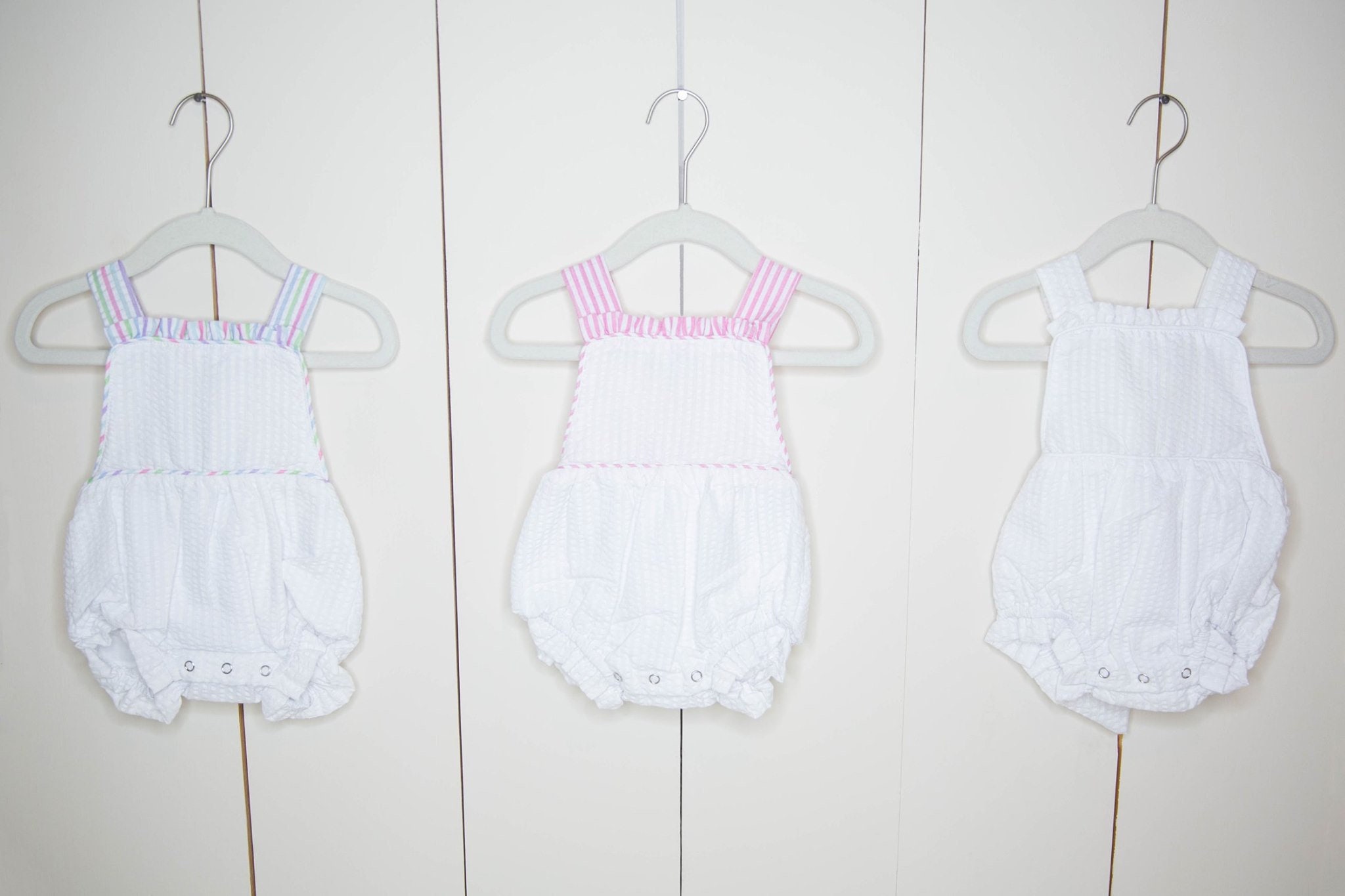 Monogrammed Bow Back Bubble, Baby Sunsuit, Smocked Baby Bubble Sunsuit ...