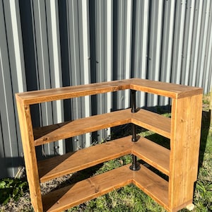 Rustic Industrial Corner Bookcase Shelving Unit - Etsy