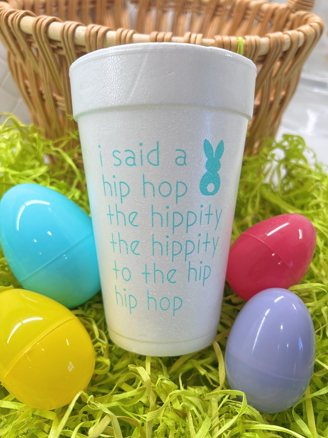 Hip Hop Easter Party // 10 16oz Foam Cups Printed in Pastel Blue - Etsy
