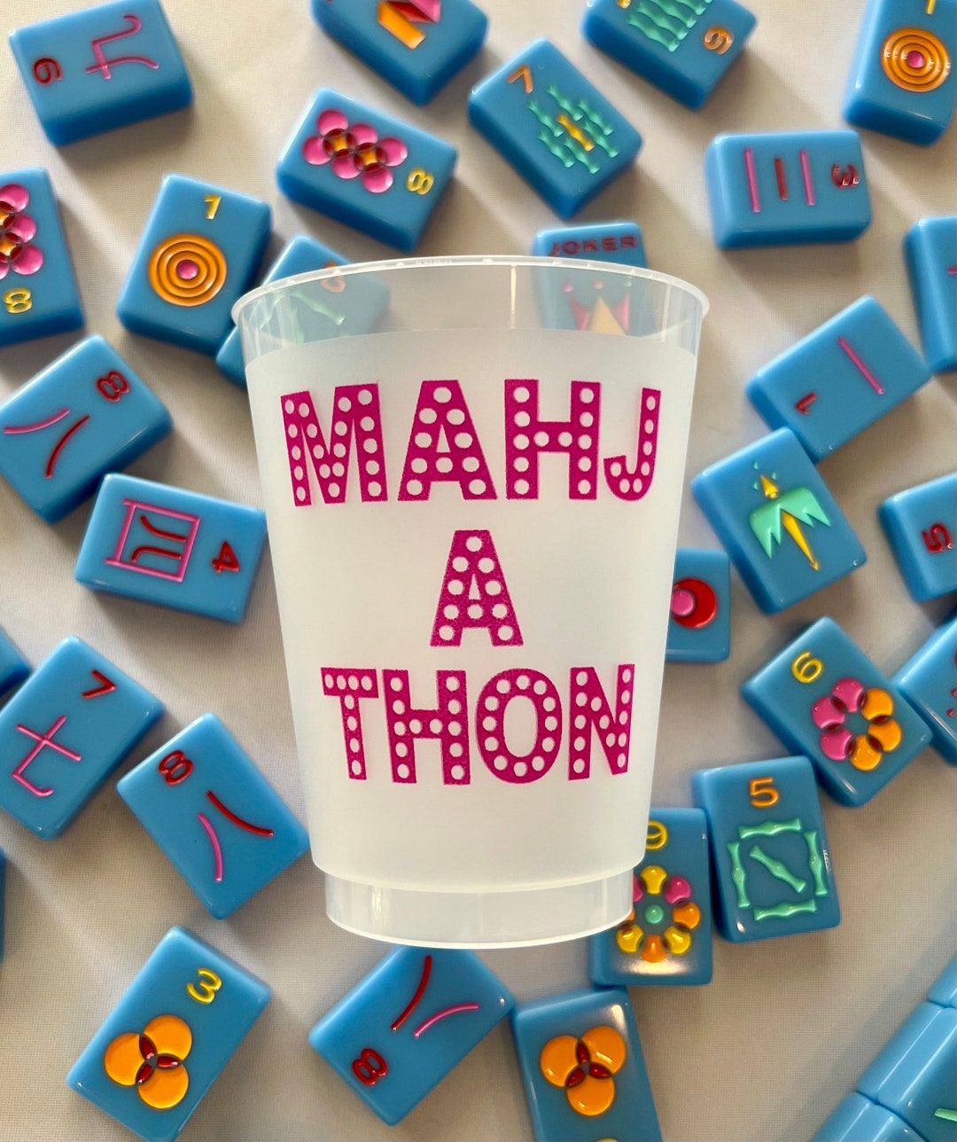 Mahjong MAHJ-A-THON! 10 16oz Plastic Cups Printed in Bright Pink - Etsy