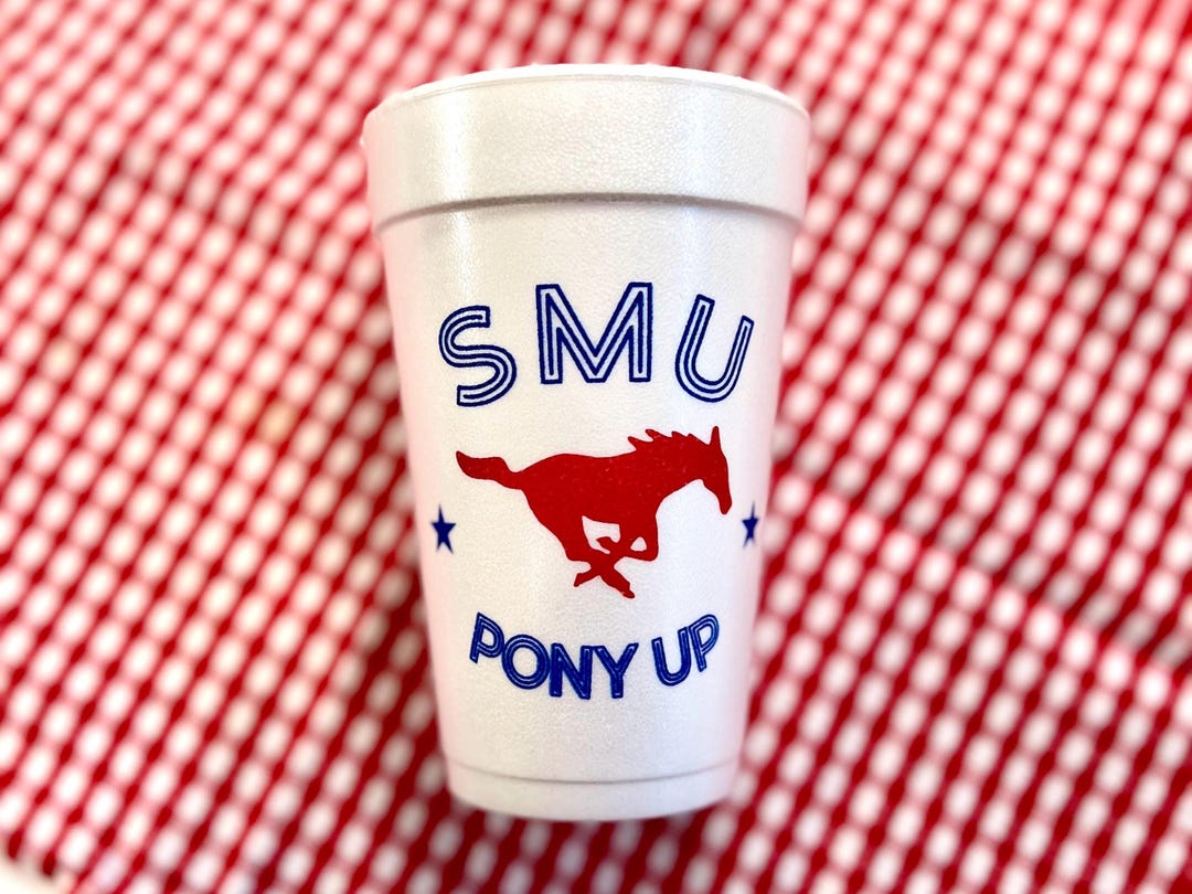 SMU // PONY UP // 10 16oz Styrofoam Cups // Barware - Etsy