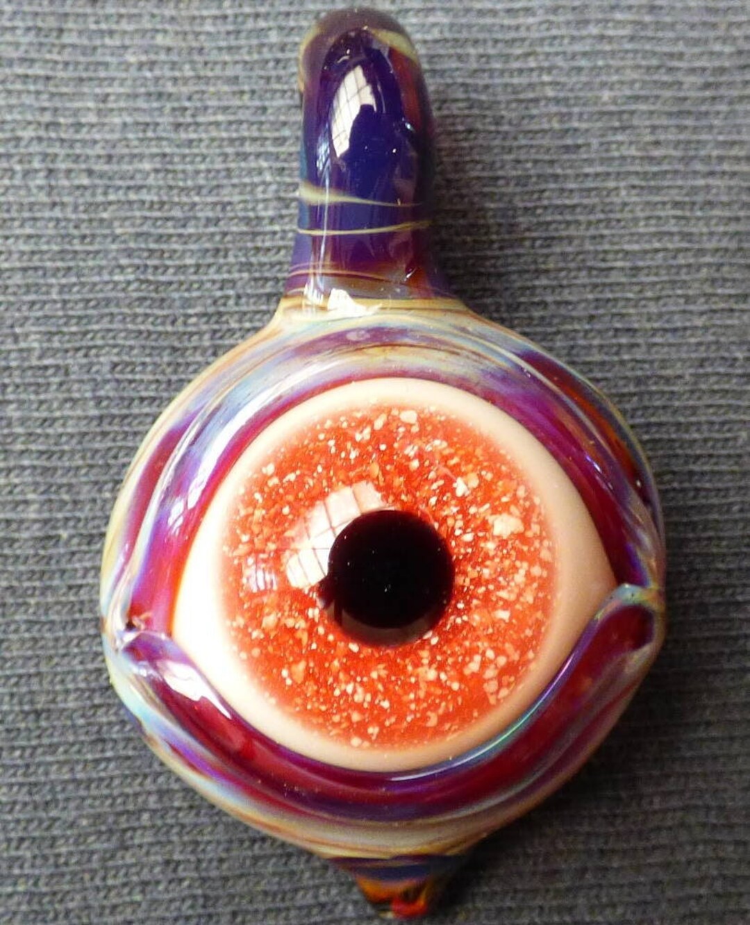Red Eye Pendant. Solid Boro/pyrex Glass Comes With Long Satin Cord ...