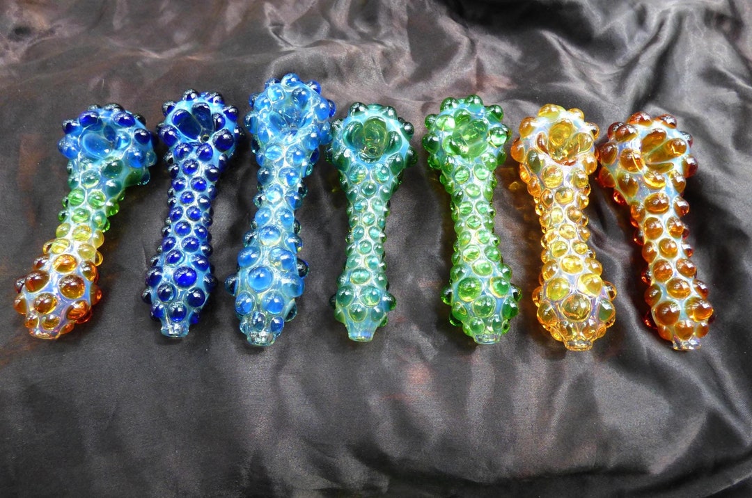 Knobbly Glass Pipe: Silver Fume Design, Pick Your Color - Etsy