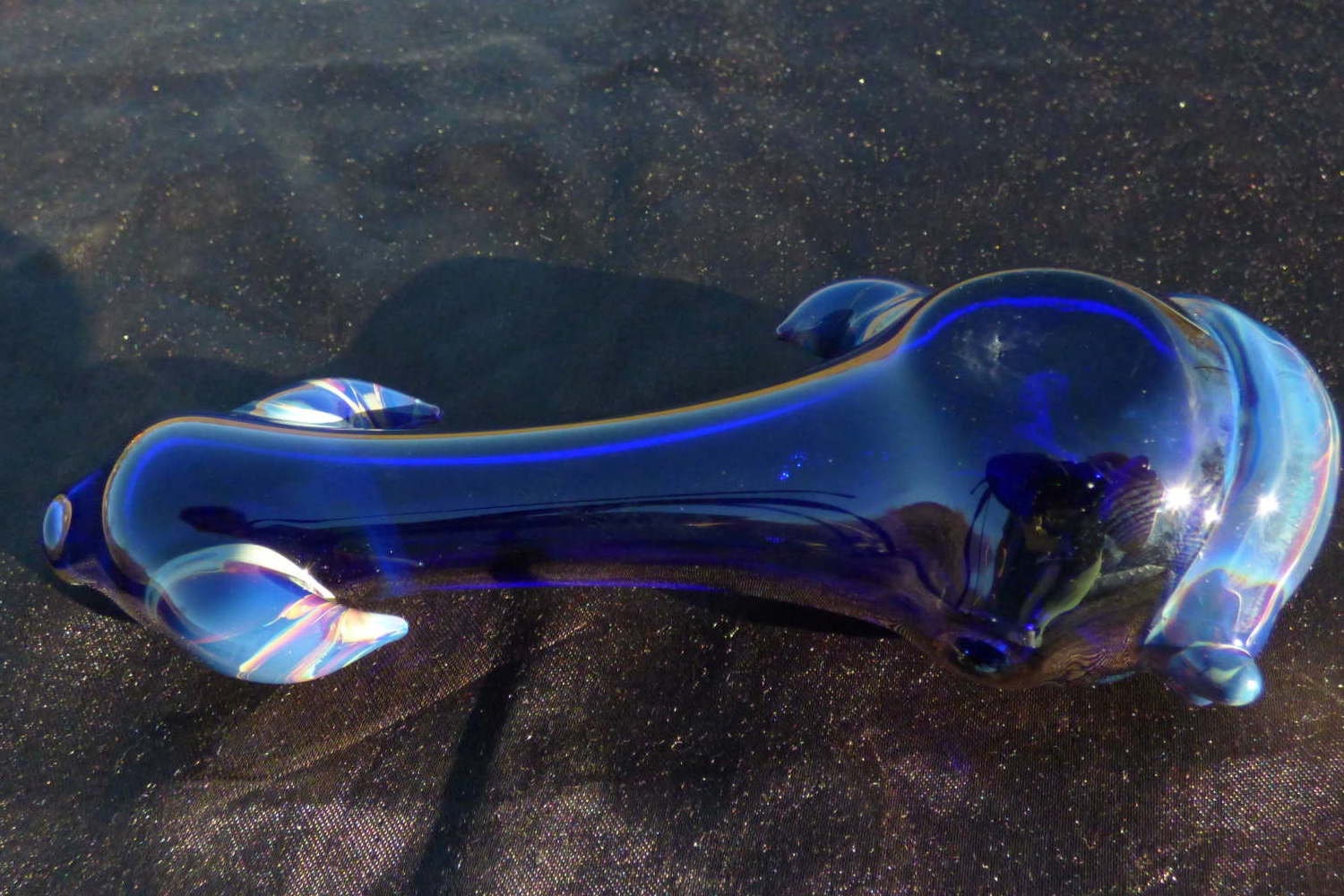 Glass Eye Pipe With Horns. Blue Iris. Double Amber Purple - Etsy